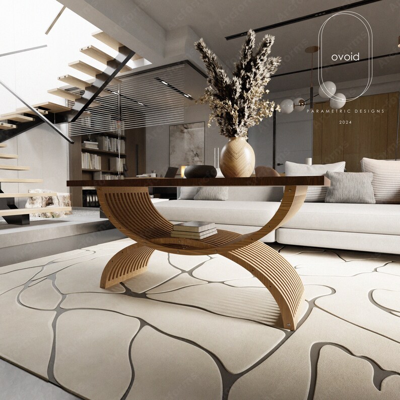 Parametric Table Cut Ready Art Decor Wavy Wooden Table Decor Svg Dxf Eps / CNC Files for Cutting ...