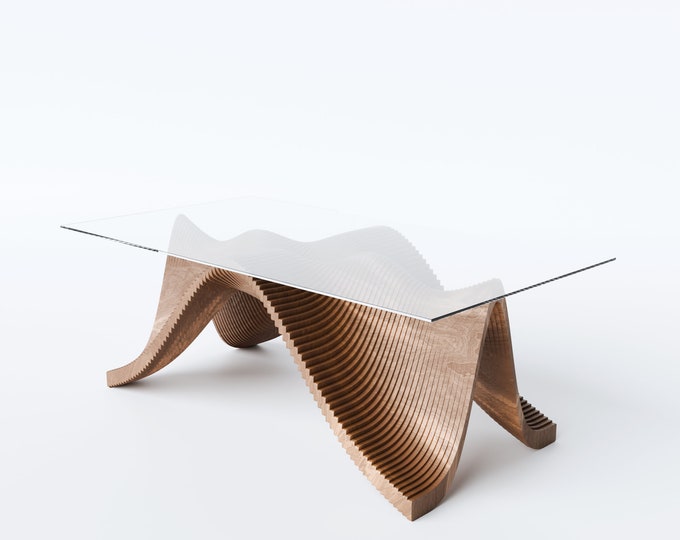 Waveforma Cut Ready Parametric Table Art Decor Wavy Wooden Table Decor ...