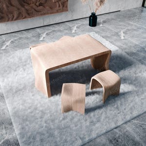 Parametric Dining Table Wavy CNC Cut Files Art Decor Wavy Wooden Table ...