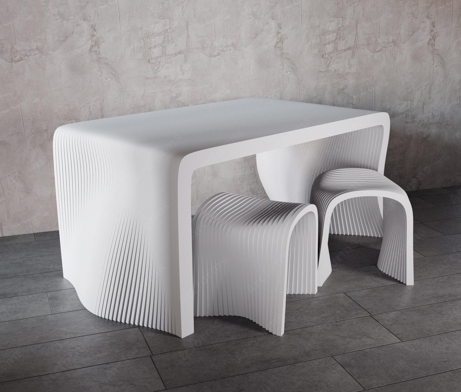 Parametric Dining Table Wavy CNC Cut Files Art Decor Wavy Wooden Table ...