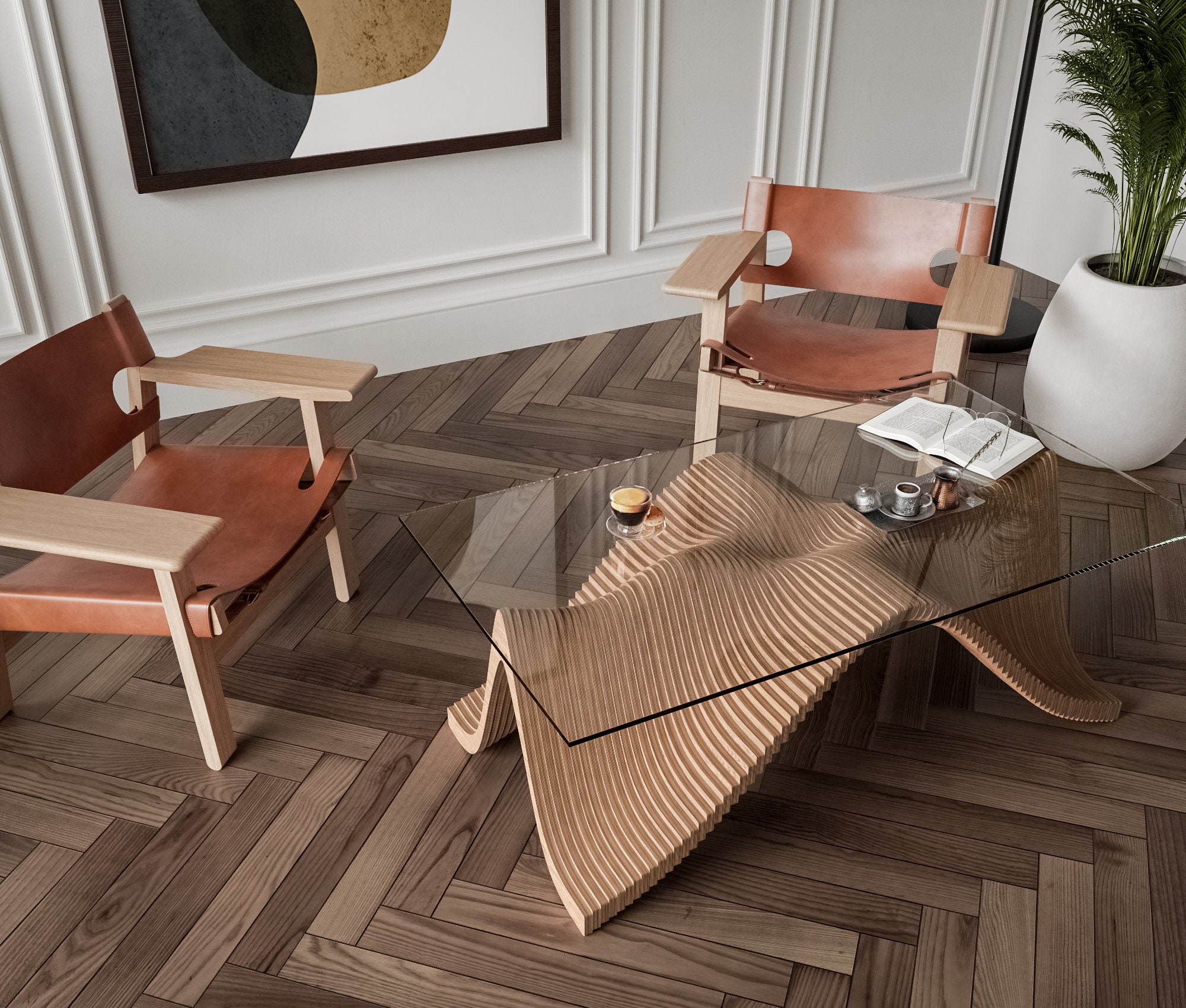 Waveforma Cut Ready Parametric Table Art Decor Wavy Wooden - Etsy