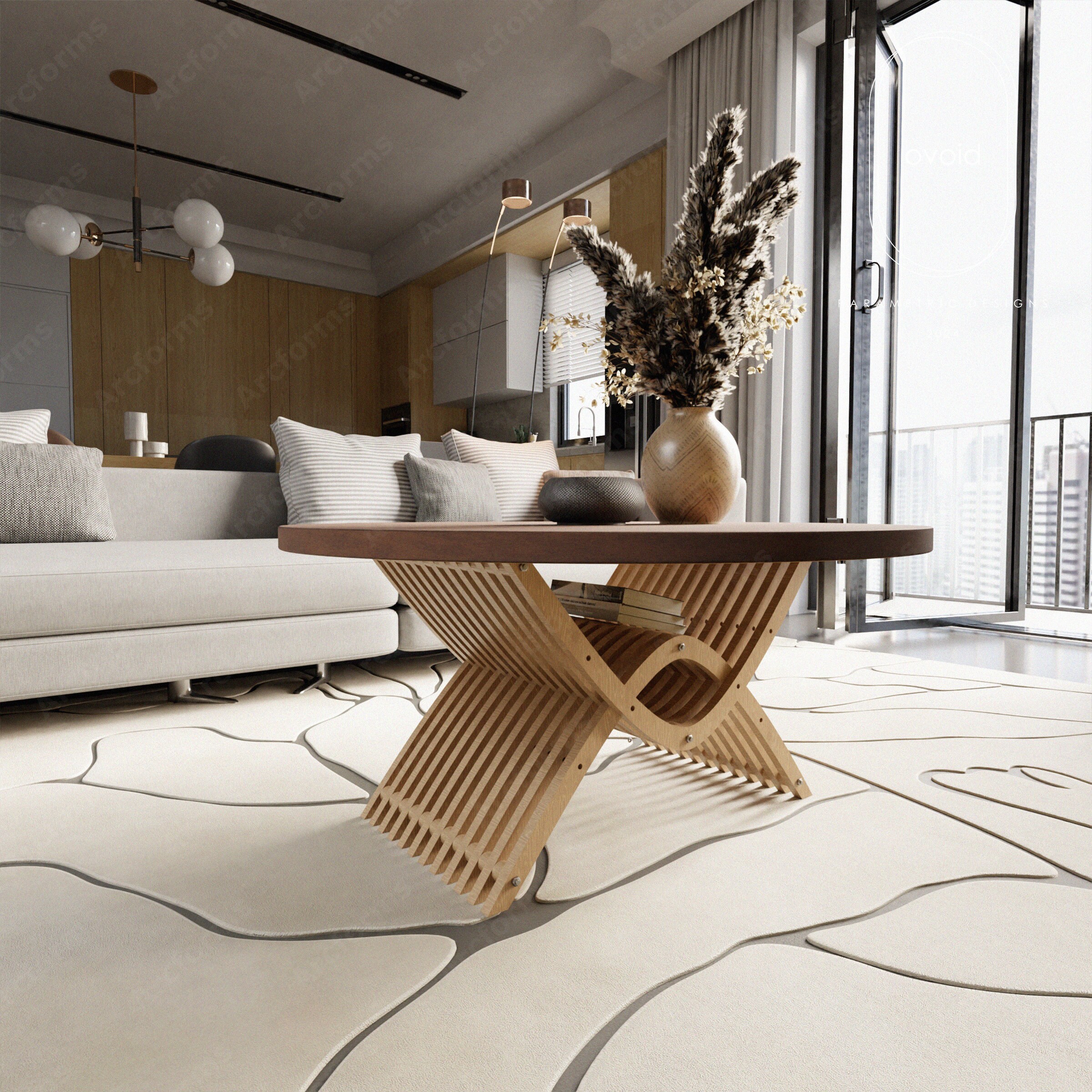 Parametric Table Cut Ready Art Decor Wavy Wooden Table Decor Svg Dxf ...