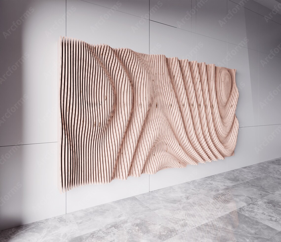 Parametric Wall Art Decor V10 Cut Ready Wavy Wooden Wall Decor Svg Dxf ...