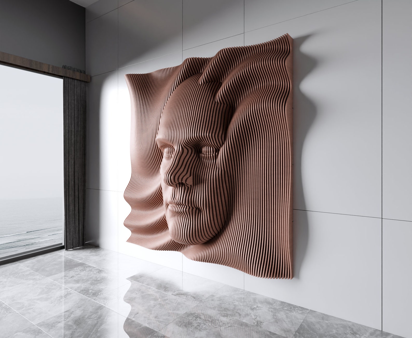 Human Face Wall Art Cut Ready Decor Wavy Wooden Wall Decor Svg Dxf Eps ...