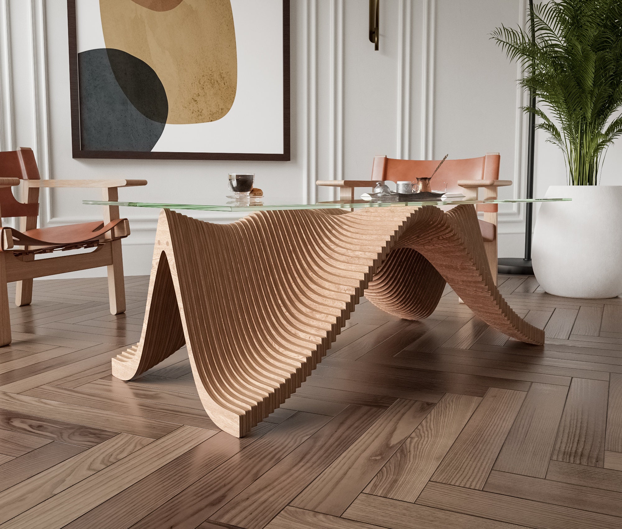 Waveforma Cut Ready Parametric Table Art Decor Wavy Wooden - Etsy