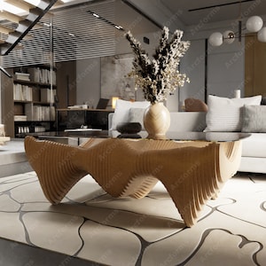 Parametric Table Wavy CNC Cut Files Art Decor Wavy Wooden Table Decor ...