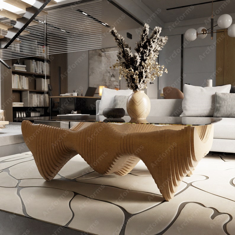 Parametric Table Wavy CNC Cut Files Art Decor Wavy Wooden Table Decor ...