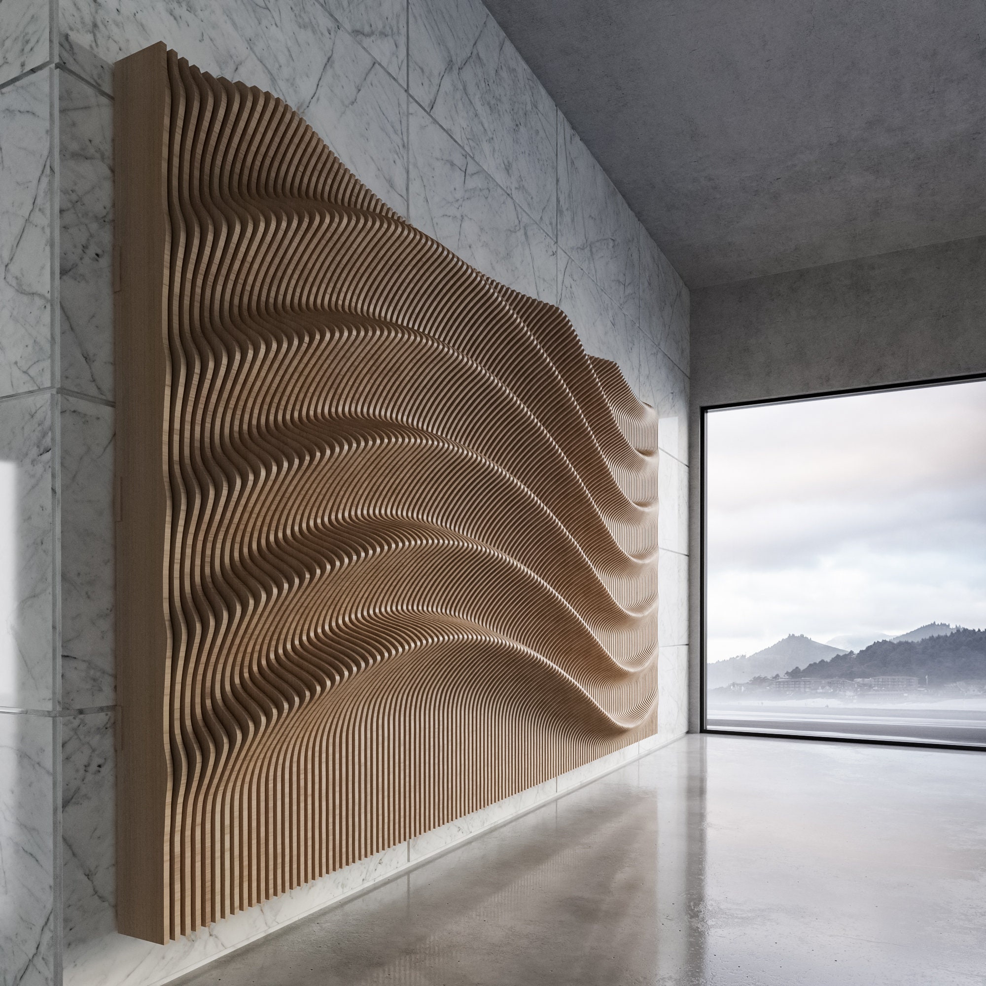 Parametric Wall Art Cut Ready Decor V4 Wavy Wooden Wall Decor - Etsy