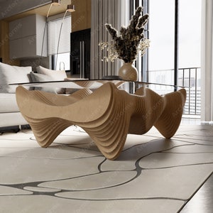 Parametric Table Wavy CNC Cut Files Art Decor Wavy Wooden Table Decor ...