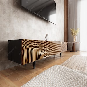 Parametric TV Unit Drawer Wavy Wall Decor Cut Files Wavy Wooden Wall ...