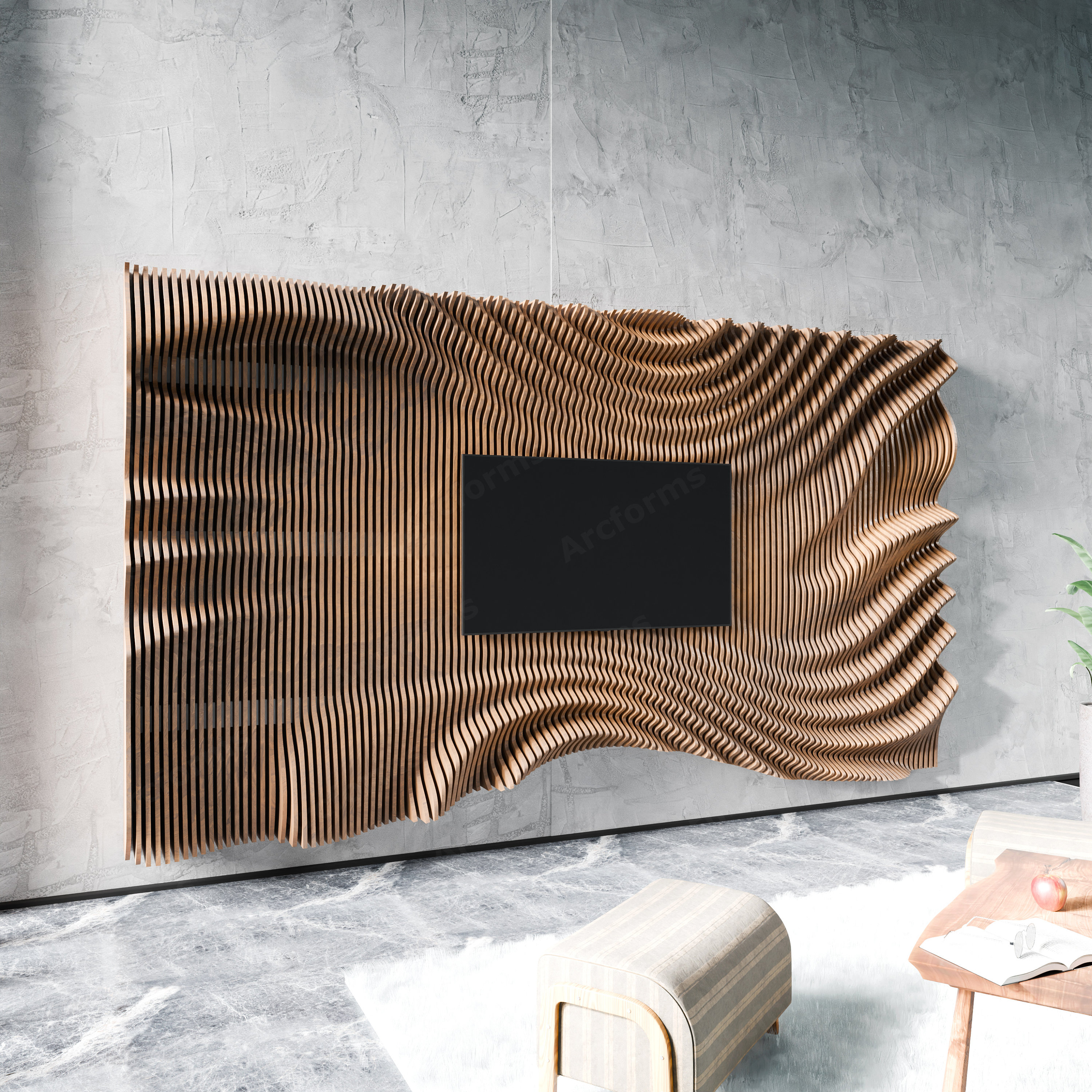 Parametric Wavy Wall Decor V1 Cut Files Wavy Wooden Wall Decor Svg Dxf ...