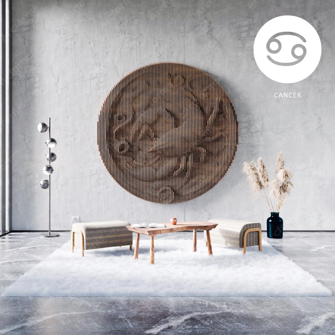 Zodiac Symbols Cancer Parametric Wall Sculpture Decor Wavy Wooden Wall ...