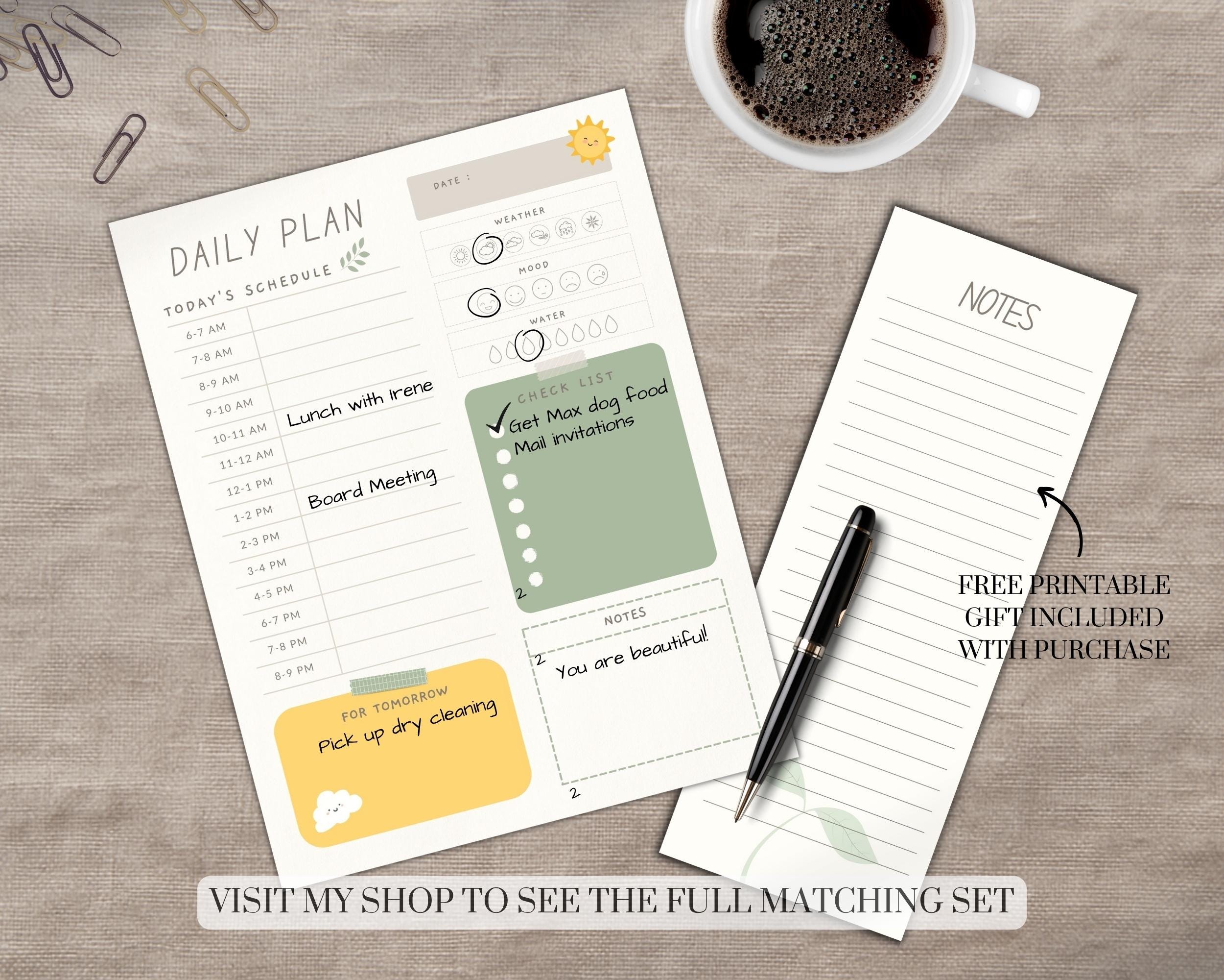 Daily Self-care Planner Checklist for Mental Health Set, Student Well ...