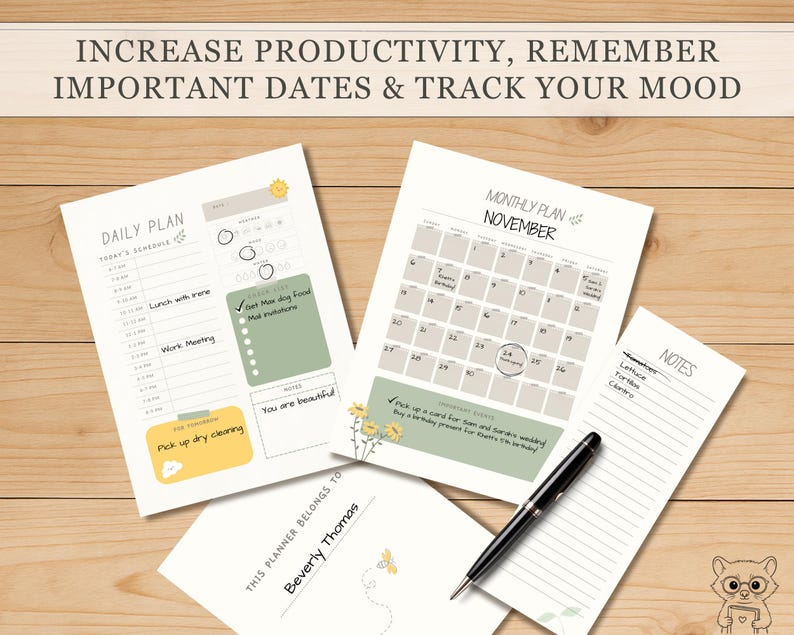 Sunshine Planner Printable • Daily Weekly Monthly PDF • Self Care ...