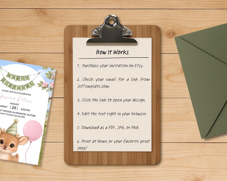 Deer Birthday Invitation • Spring Woodland Birthday Invite • Floral ...