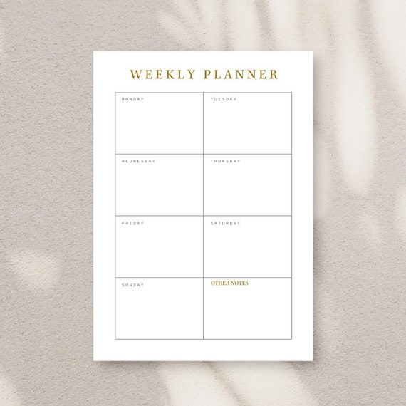 Simple Printable Weekly Planner - Etsy