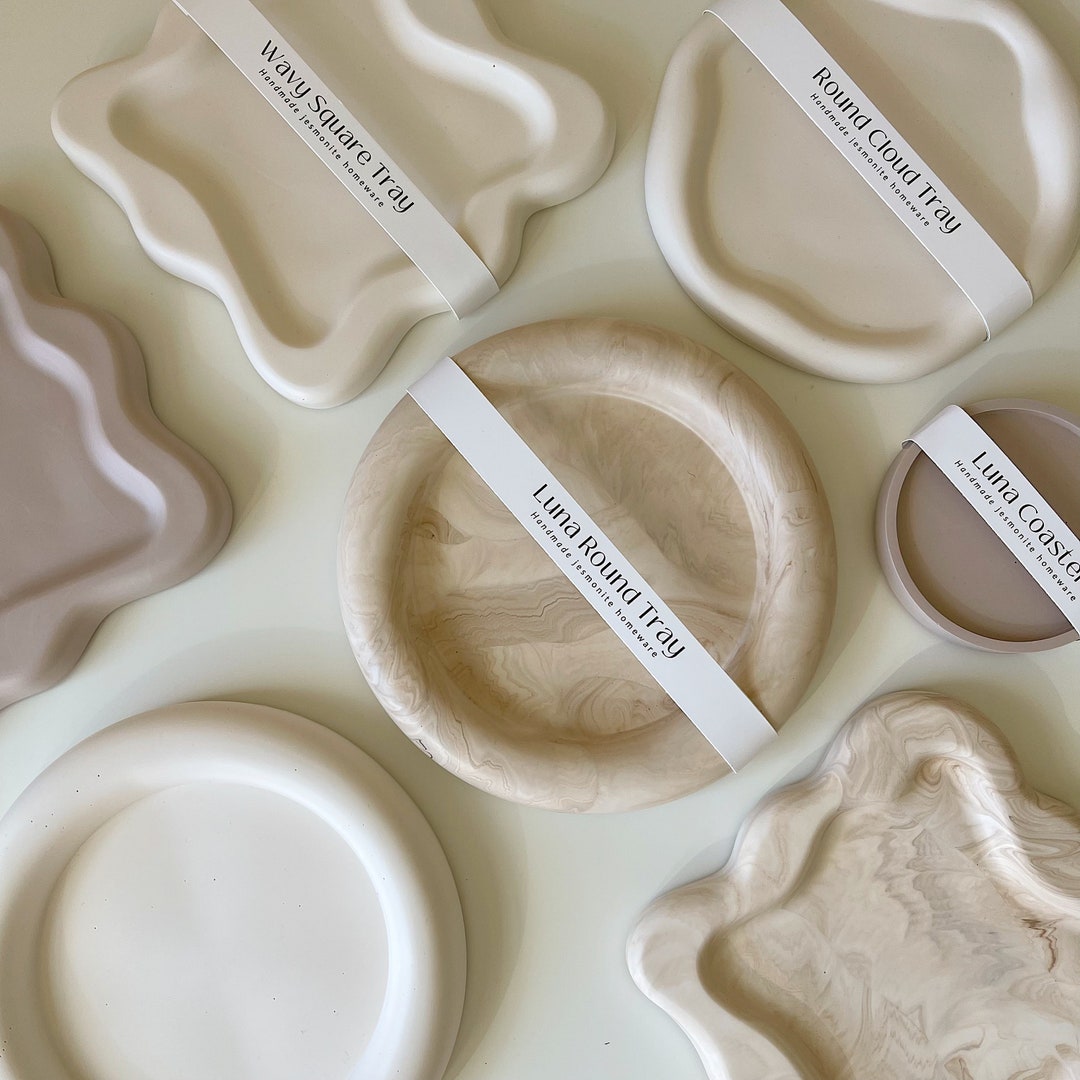 Jesmonite Trays | Neutral Jesmonite Homeware | Trinket Tray | Neutral ...