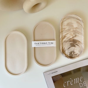 Oval Jesmonite Tray Neutral Jesmonite Homeware Homemade Trinket Tray ...