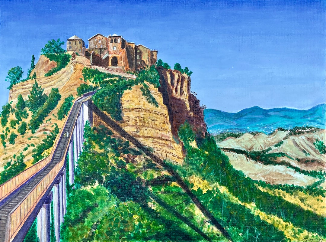 Italy Landscape Art – Italian Architecture Painting. Civita Di ...