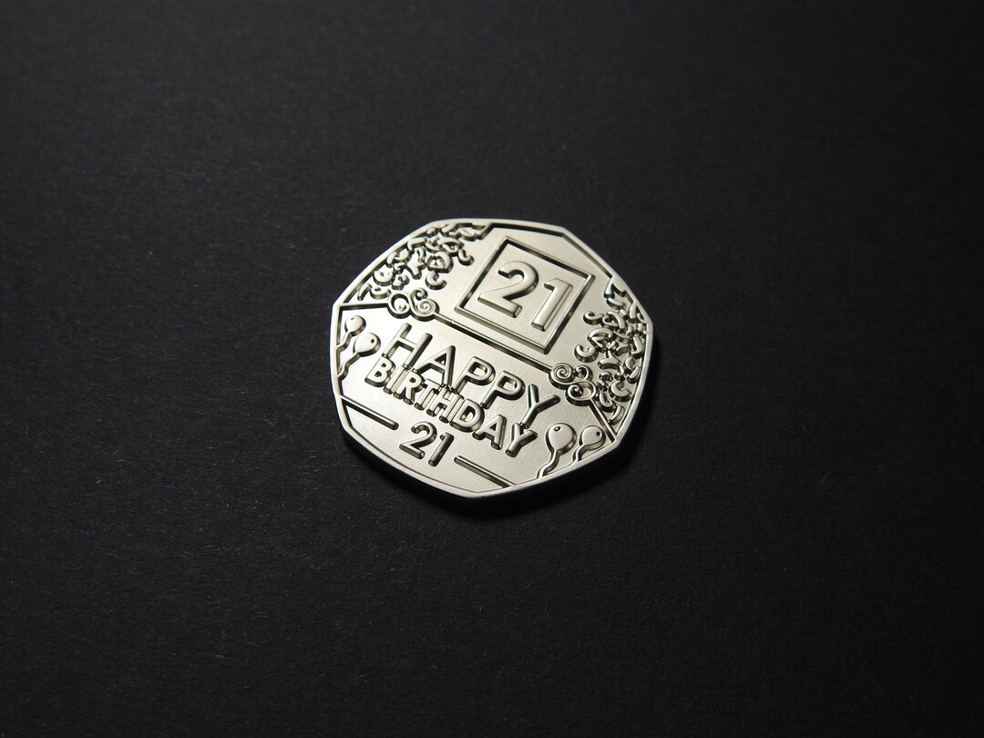 21st Birthday Coin Happy Birthday Gift Matte Silver Plated - Etsy