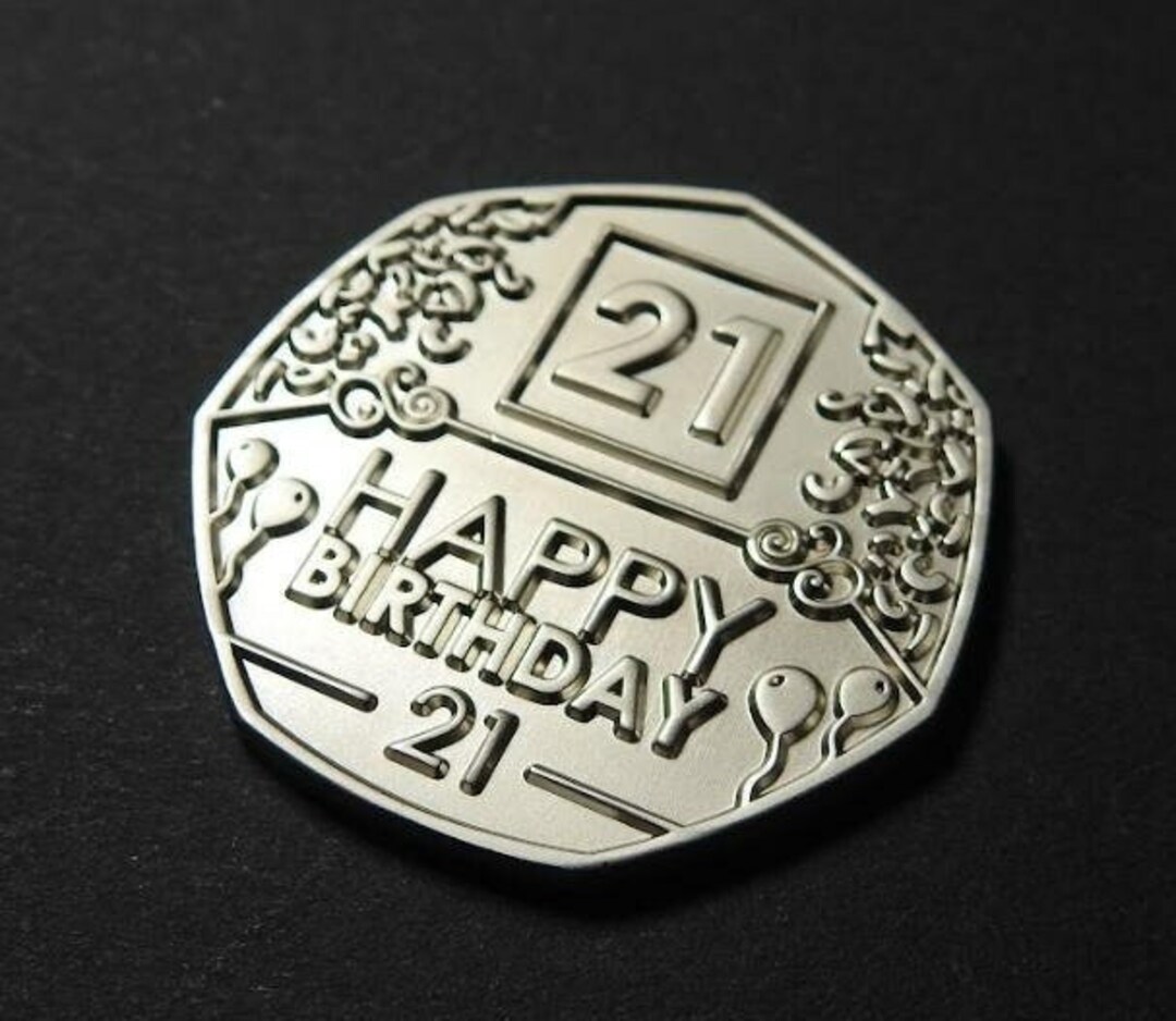 21st Birthday Coin Happy Birthday Gift Matte Silver - Etsy