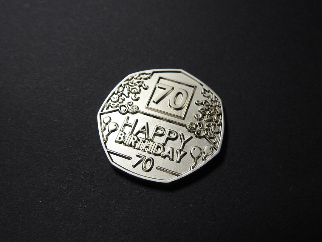 70th Birthday Coin Happy Birthday Gift Matte Silver - Etsy UK