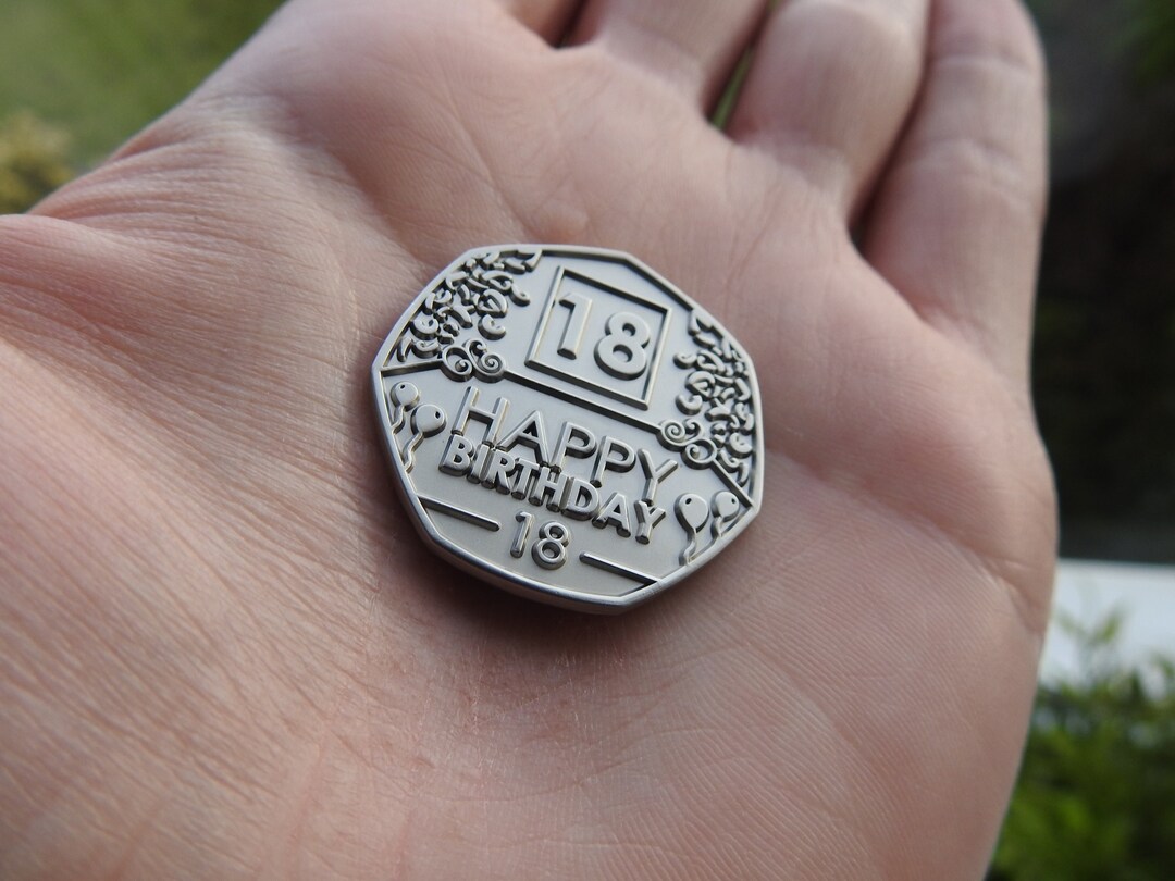 18th Birthday Coin Happy Birthday Gift Matte Silver - Etsy