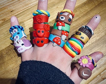 Blue Octopus Clay Ring Polymer Clay Animal Underwater Tentacles Beach ...