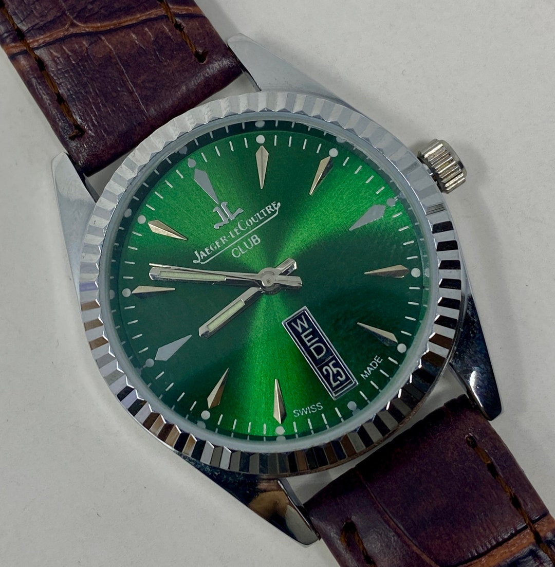 Vintage Jaeger Lecoultre Club 17 Jewels Date and Day Green Dial ...
