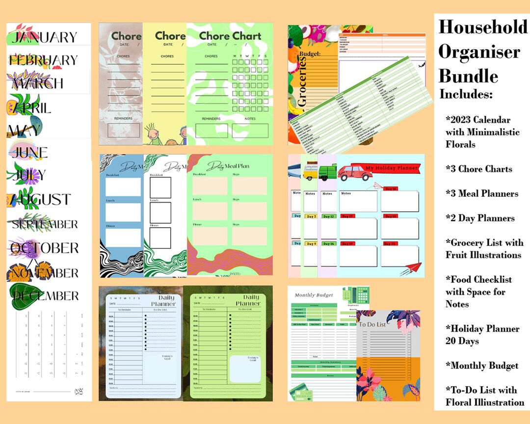 Digital Download/printable HOUSEHOLD ORGANIZATION BUNDLE - Etsy