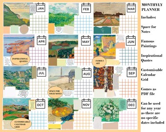 Simple Monthly Planner / Printable Digital Download / Modern - Etsy