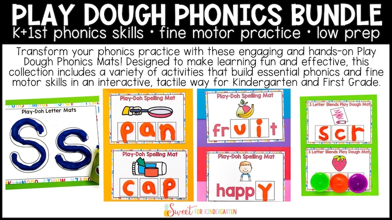 Phonics Play Dough Mats for Kindergarten, 1st Grade & Homeschool ...