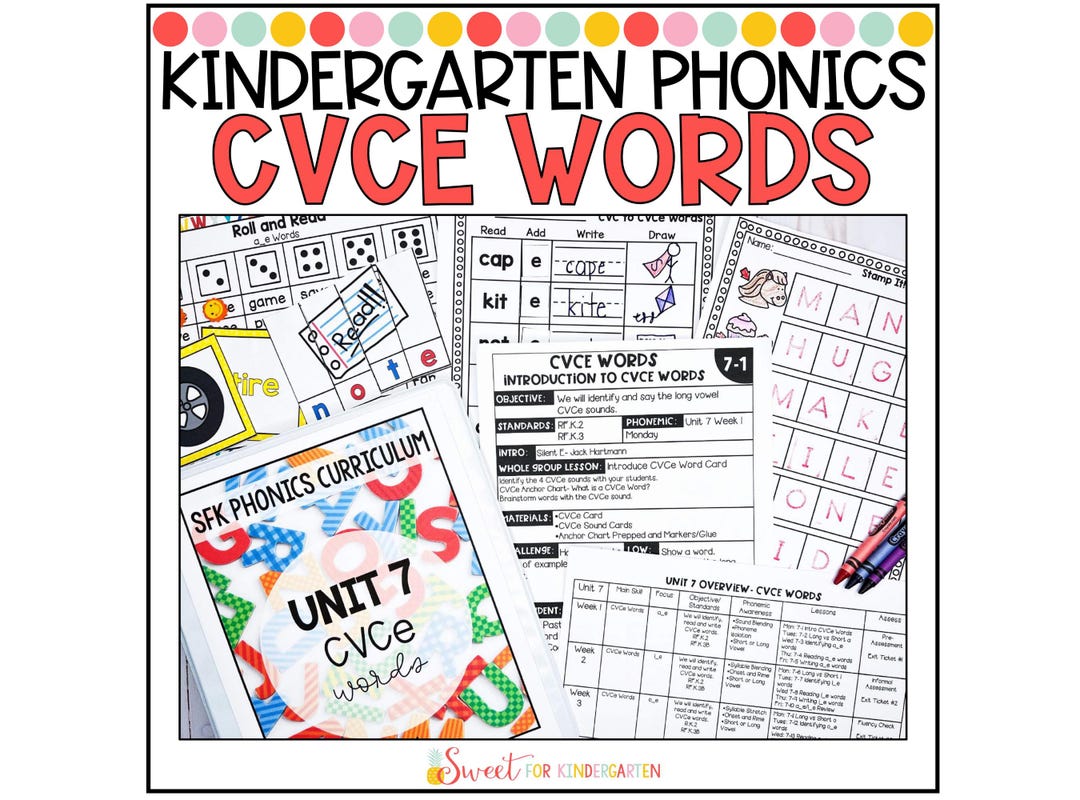 Cvce Words Phonics Unit for Kindergarten | Learn to Read With Blending ...