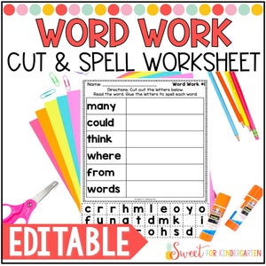 Editable Phonics Worksheets: Cut & Spell Word Work (digital Download ...