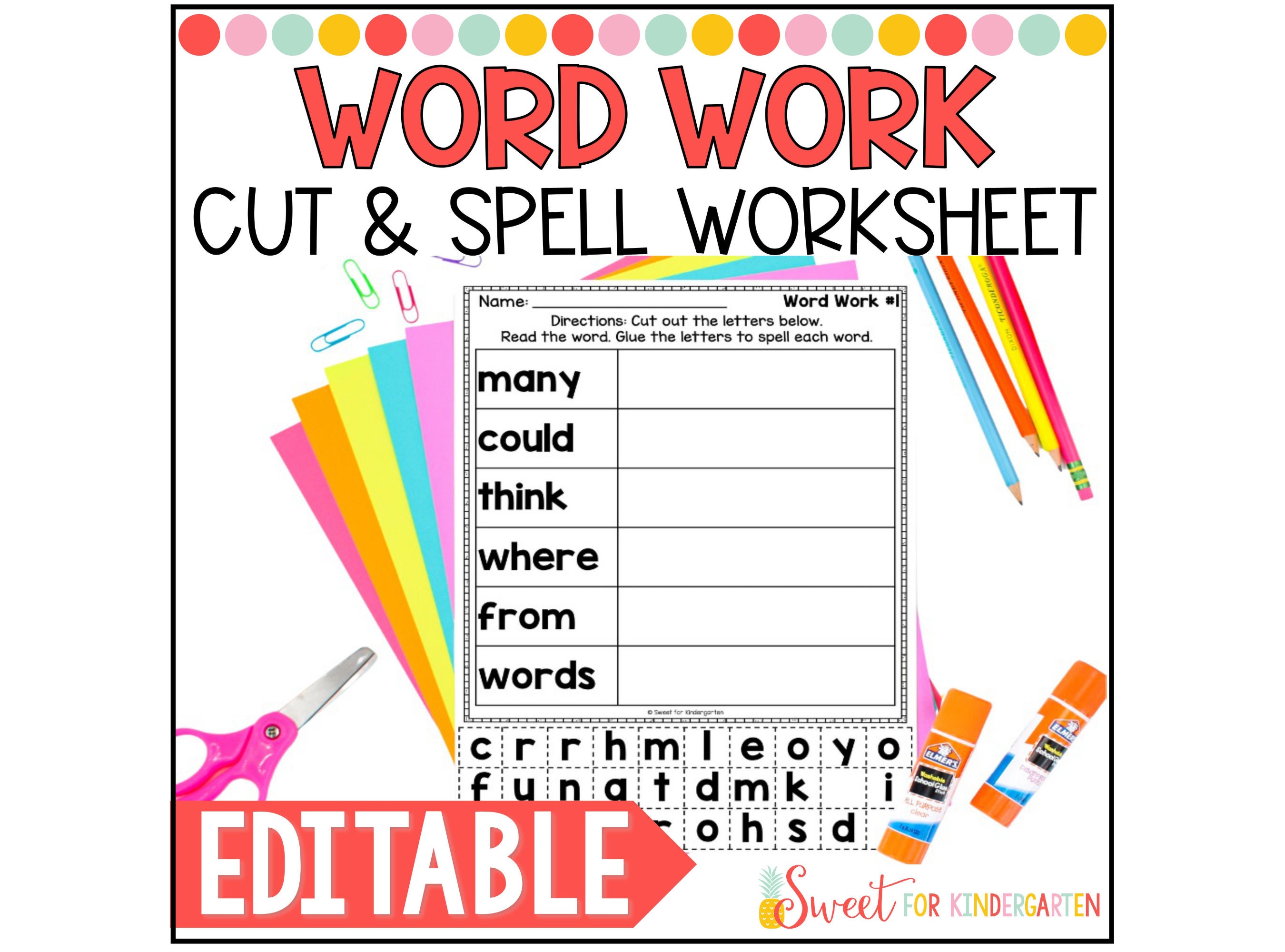 Editable Phonics Worksheets: Cut & Spell Word Work (digital Download ...