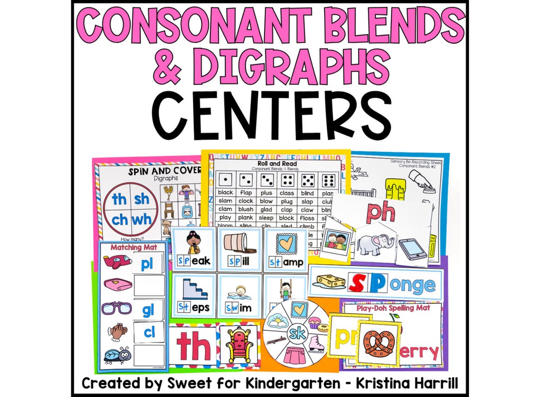 Phonics Games: Consonant Blends & Digraphs Literacy Centers (PDF ...