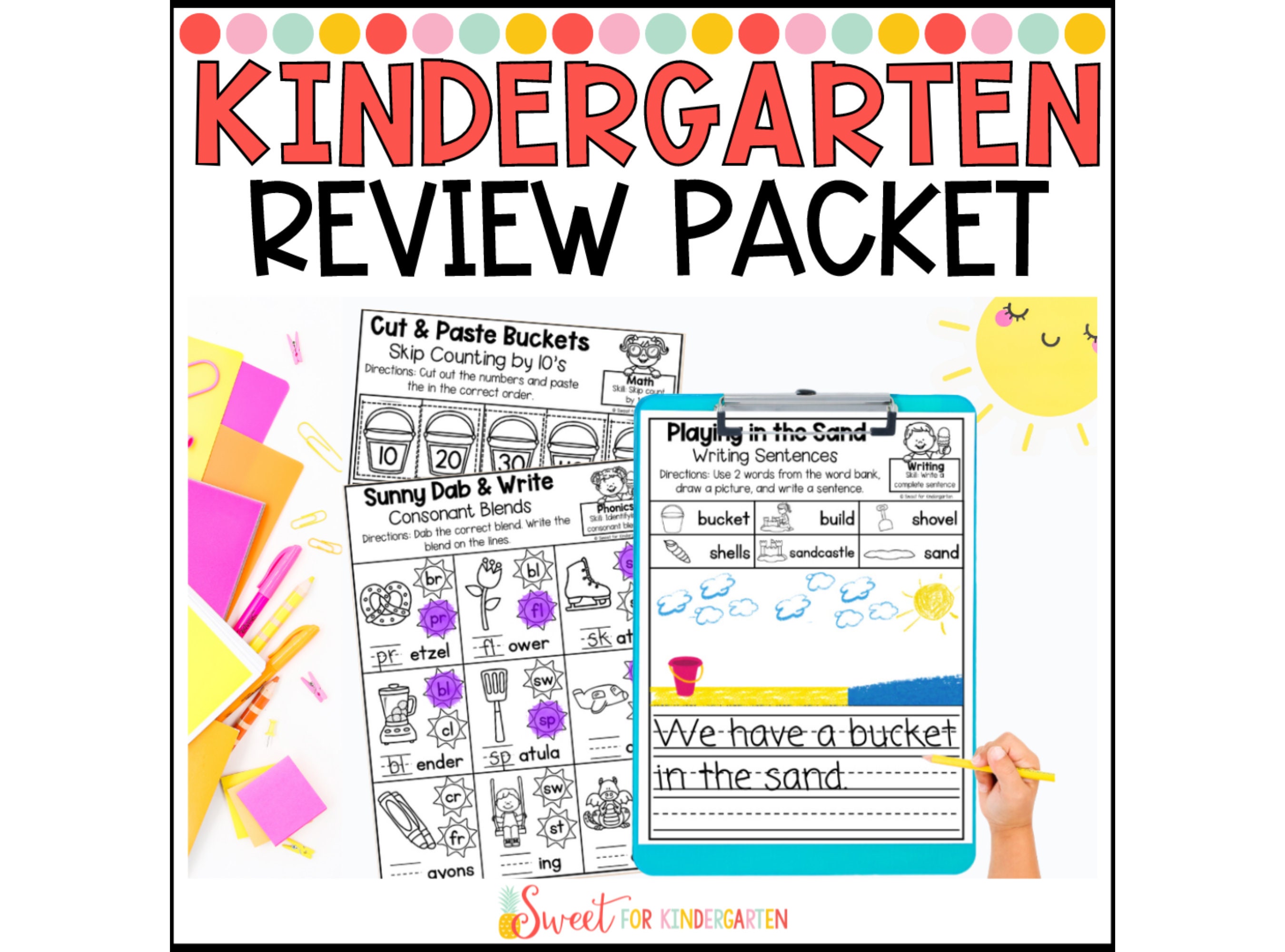 Kindergarten Summer Review Worksheets Math Phonics Writing Practice ...