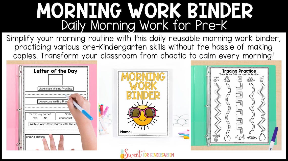 Pre-k Morning Work Binder: Practice Handwriting, Alphabet, Numbers ...