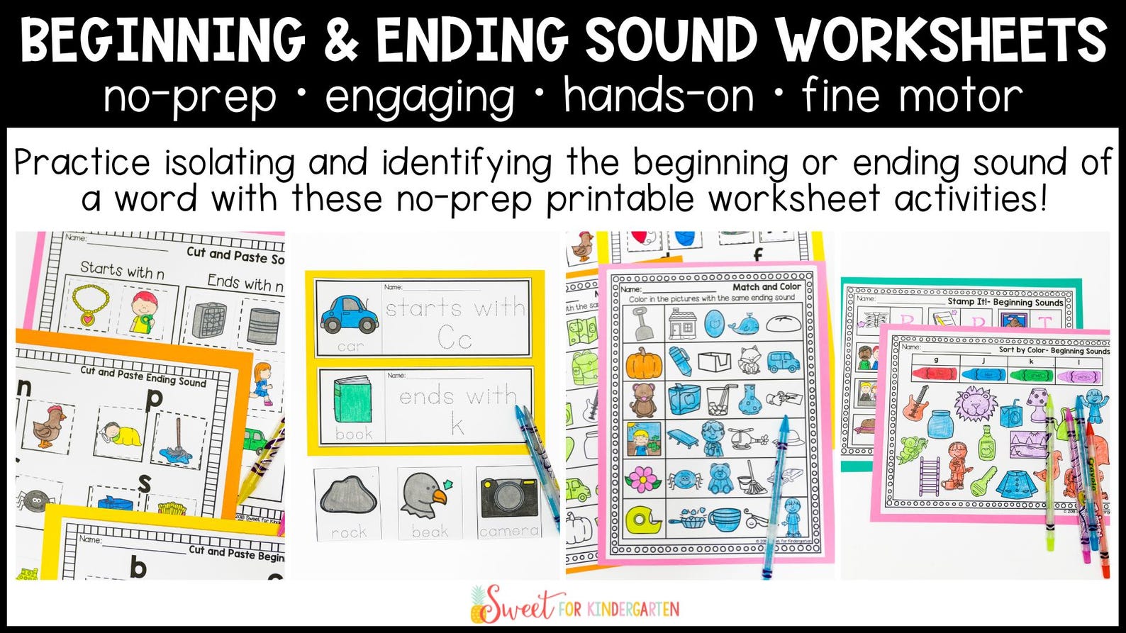Beginning and Ending Sounds Worksheets for Pre-k or Kindergarten | No ...