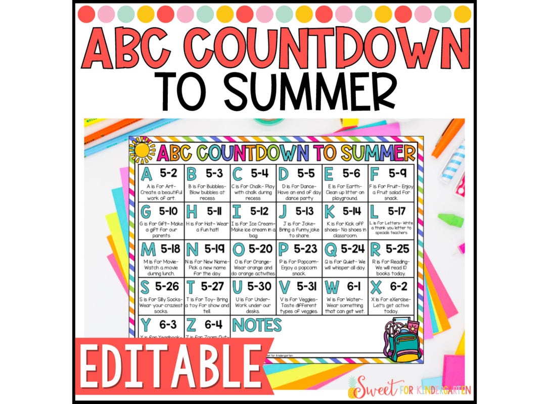Editable ABC Countdown to Summer: Homeschool & Kindergarten Activities ...