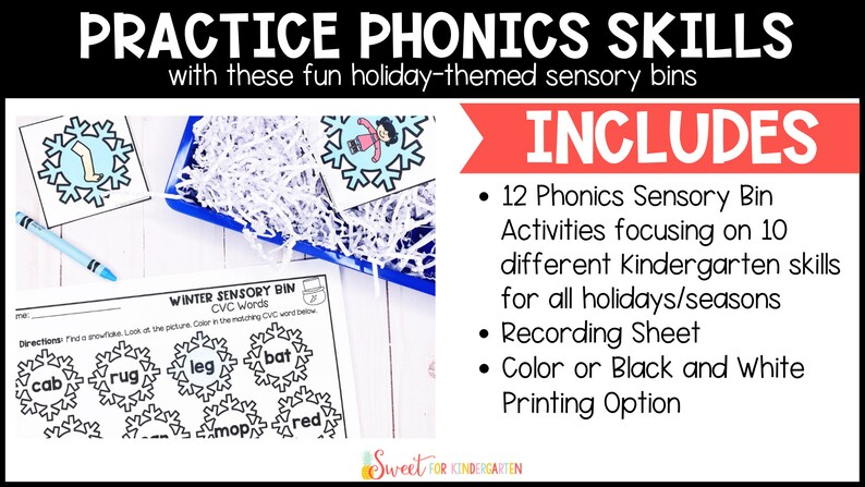 Holiday Phonics Sensory Bin Bundle: Kindergarten Learning (digital ...