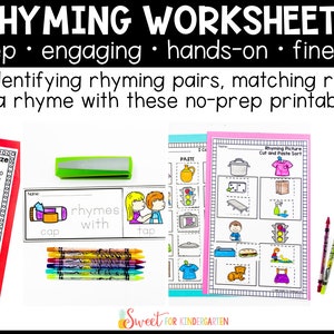 Rhyming Worksheets for Pre-k or Kindergarten | No Prep Phonics Rhyming ...