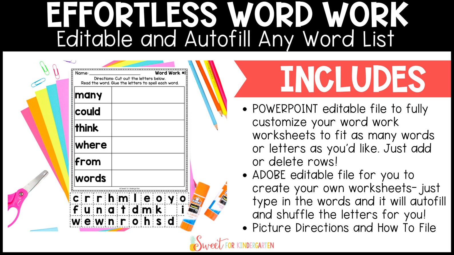Editable Phonics Worksheets: Cut & Spell Word Work (digital Download ...
