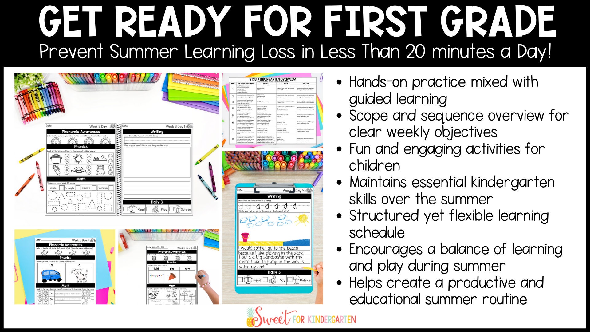 Kindergarten to 1st Grade Summer Learning Review Packet: Daily Practice ...