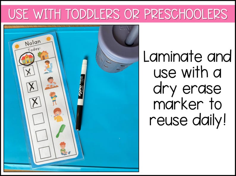 Editable Toddler Visual Checklist Canva Template Preschool Getting ...