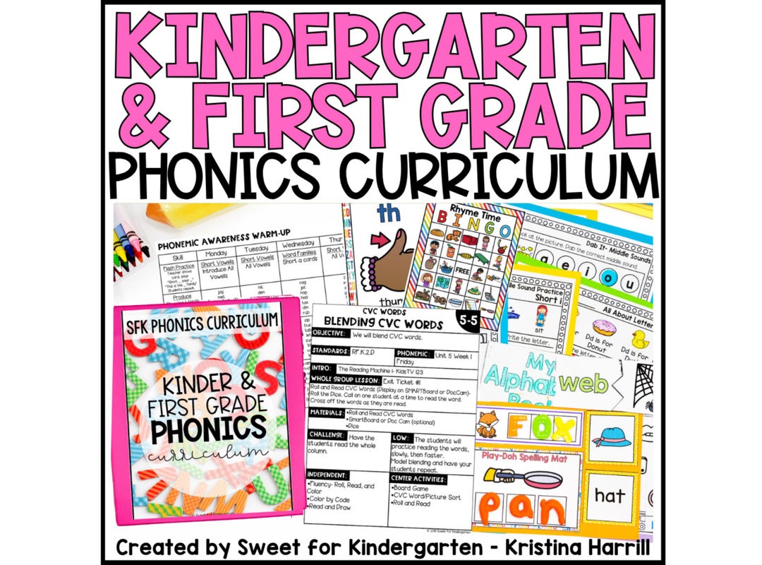 Kindergarten & First Grade Phonics Curriculum Bundle: Lessons ...