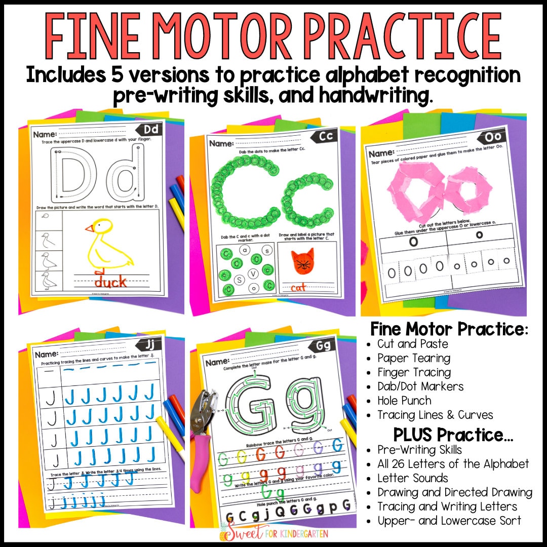 Alphabet Handwriting Practice: Fine Motor Skills Worksheets (PDF) - Etsy