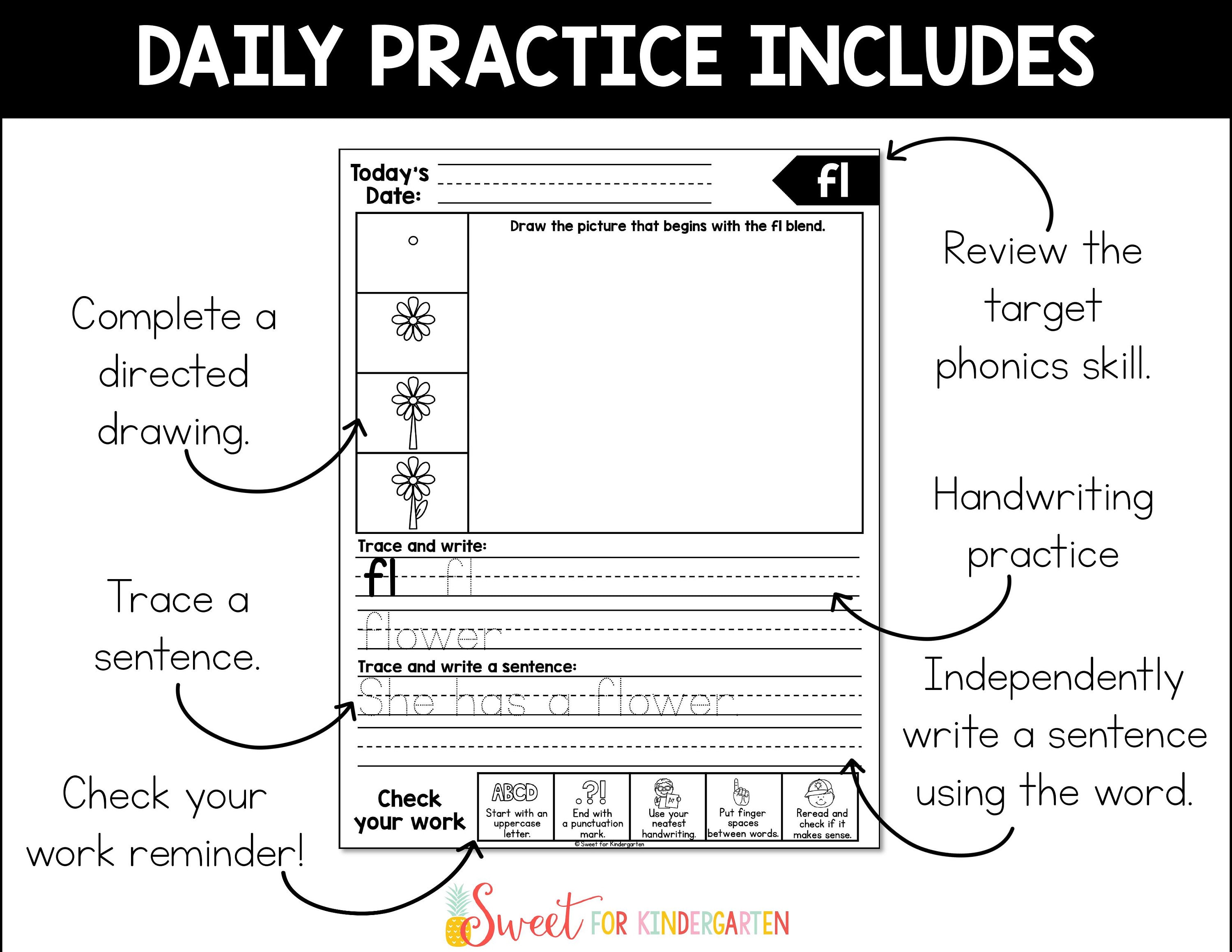 Kindergarten Daily Writing Journals: Handwriting, Sentence Writing ...