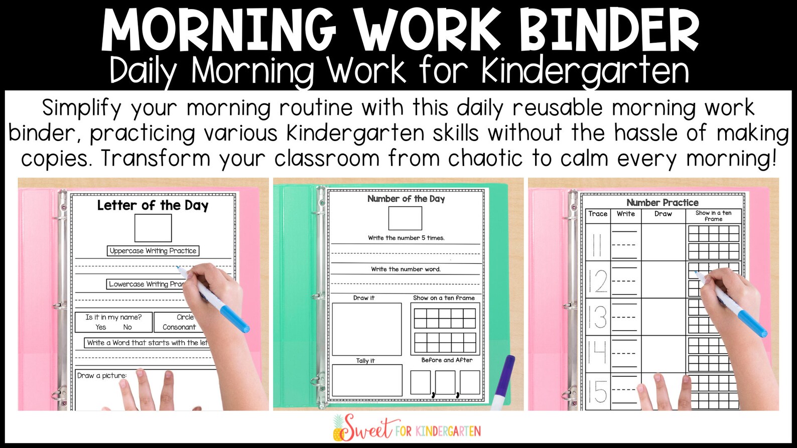Kindergarten Morning Work Binder | Reusable Homeschool Activities ...