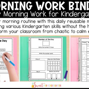 Kindergarten Morning Work Binder: Reusable Learning Activities (digital ...